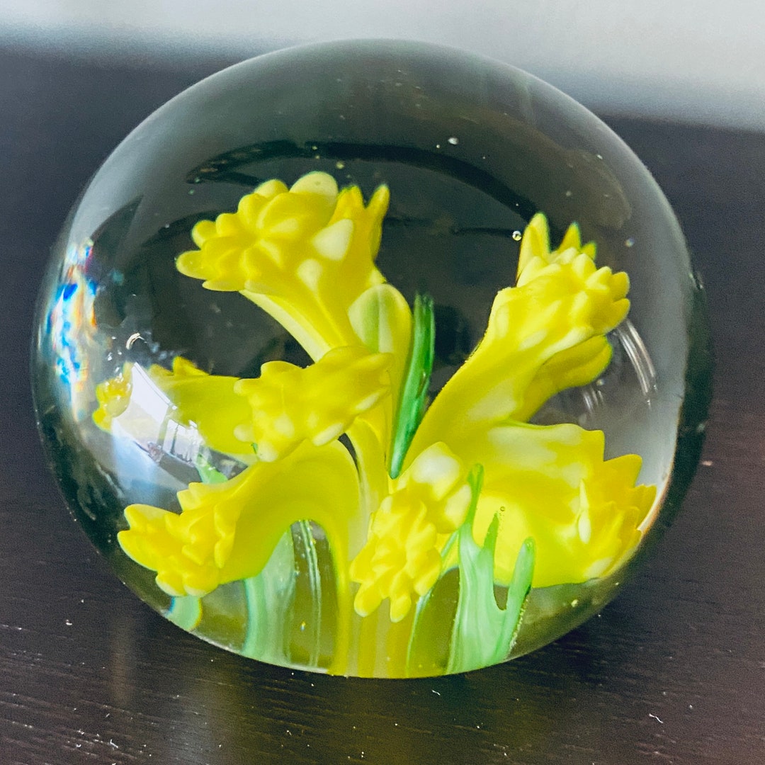 Beautiful Bright Yellow Floral Paperweight - Etsy