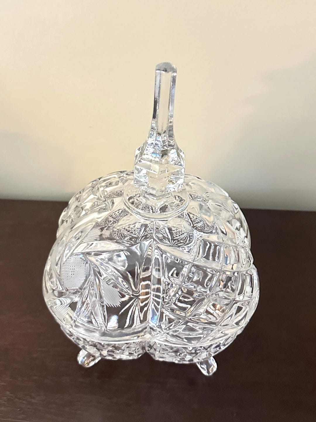 Vintage Lead Crystal Candy Dish With Lid: Floral Cut Glass Design - Etsy