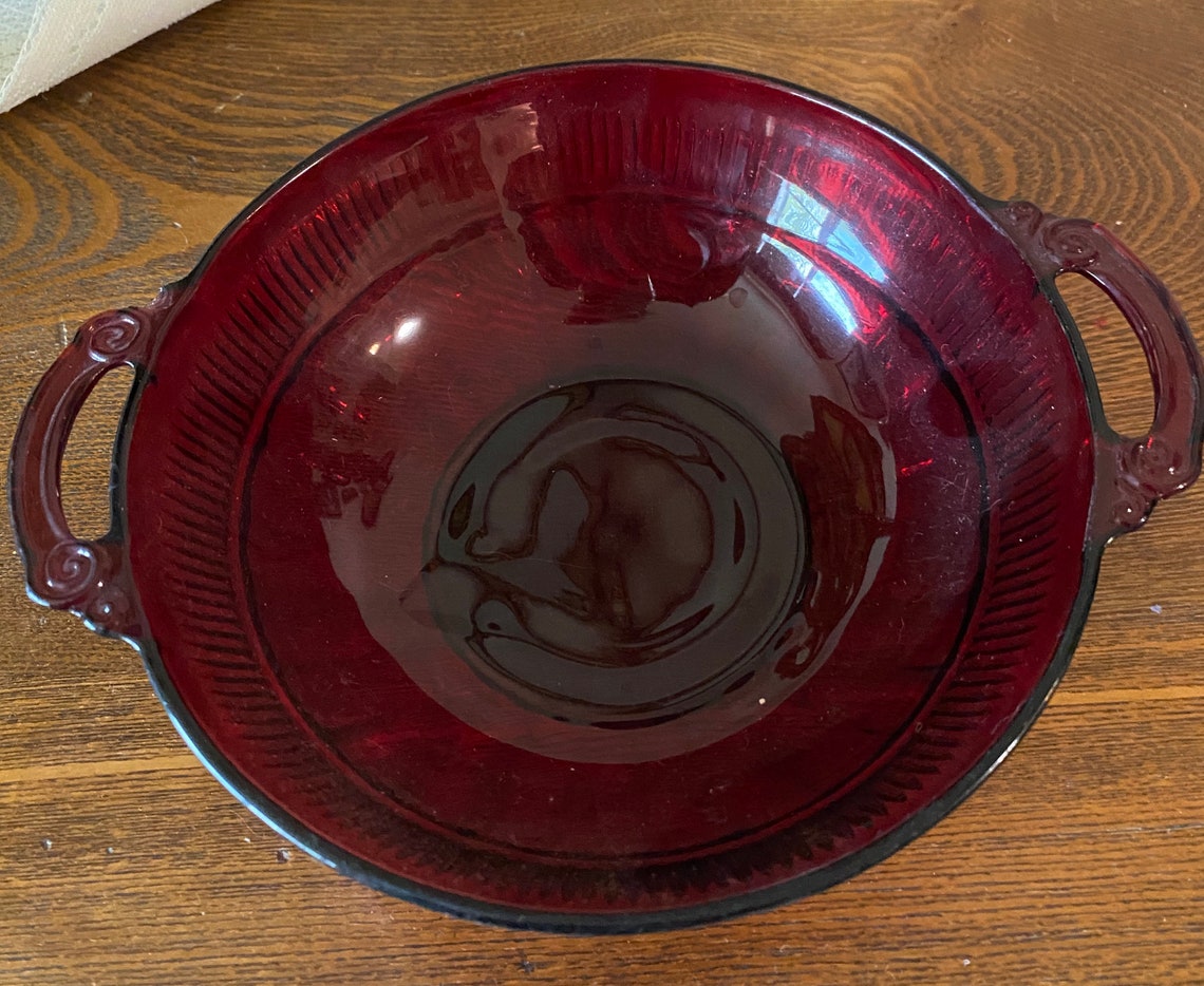 Vintage Red Bowl - Etsy