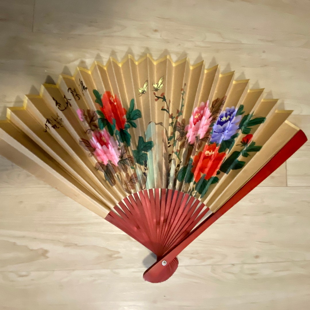 Vintage Japanese Floral Fan - Etsy