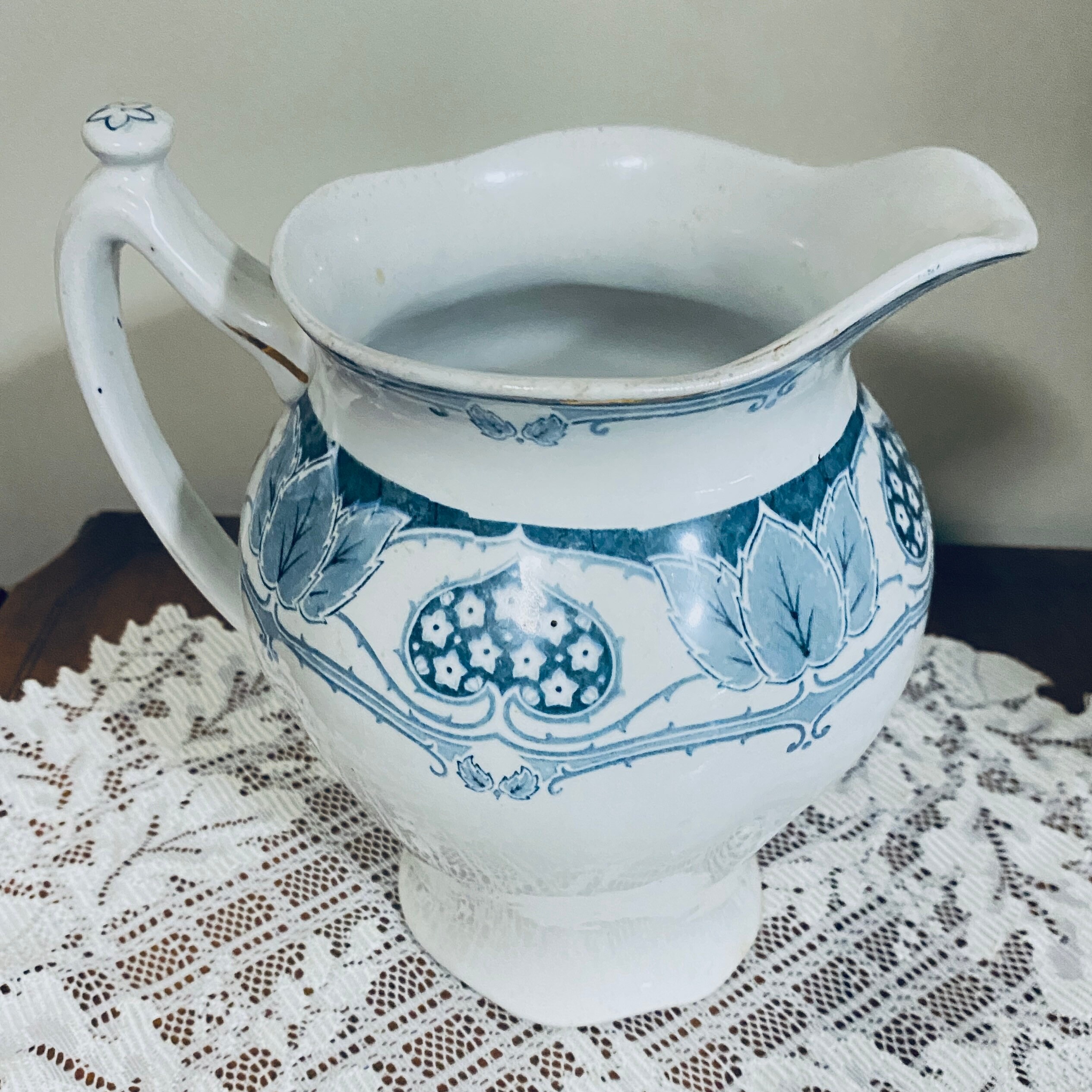White and Blue Pitcher From England - Etsy