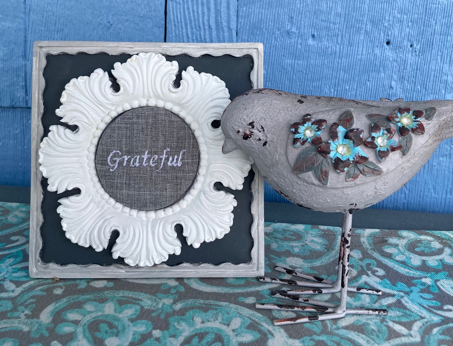 Grateful Embroidered Sign Framed Sign | Etsy