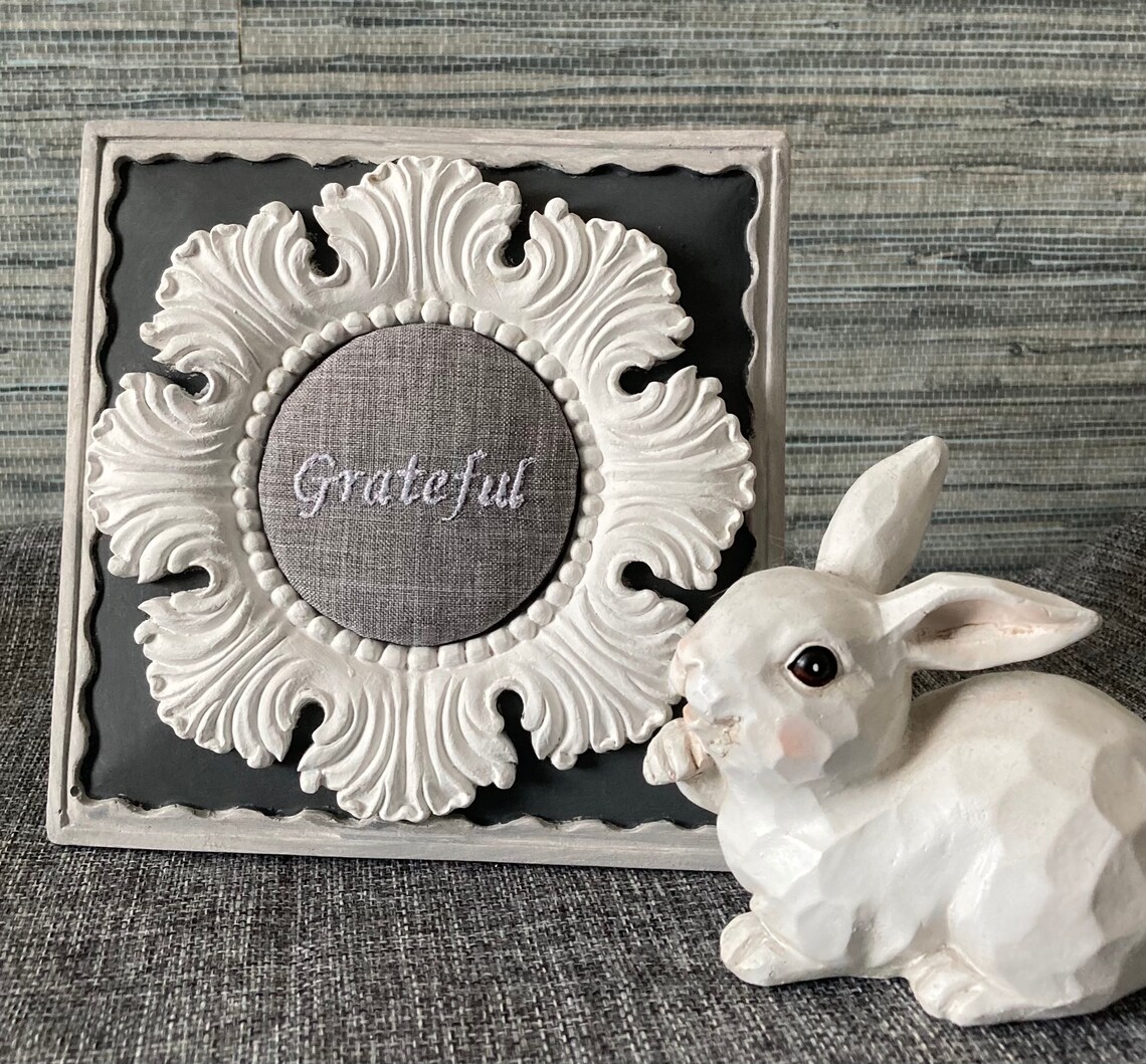 Grateful Embroidered Sign Framed Sign | Etsy