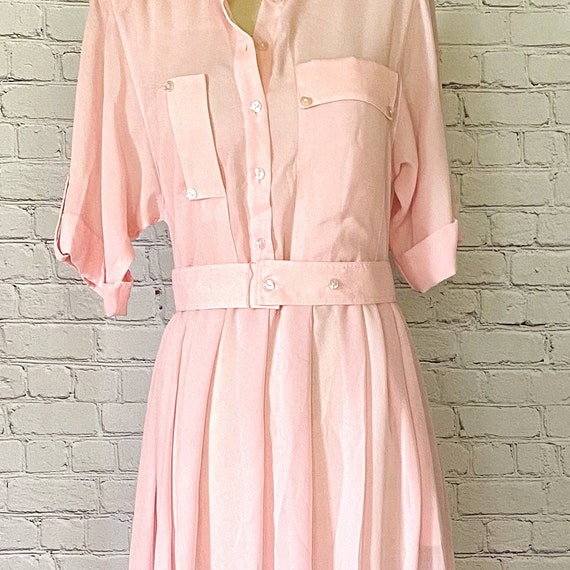 Secretary Dress • 1990s / Y2K • Sheer Airy Shirtwaist… - Gem