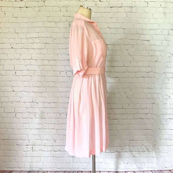 Secretary Dress • 1990s / Y2K • Sheer Airy Shirtwaist… - Gem