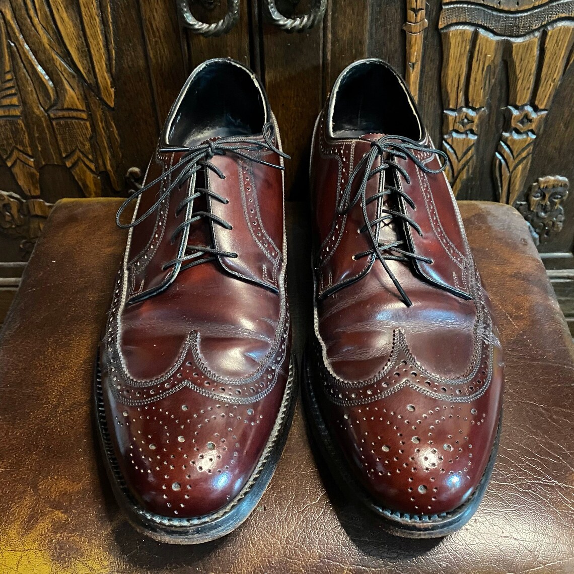 Wingtip Brogues • 1970s • Longwing Bluchers • 10E Mens • Wide ...