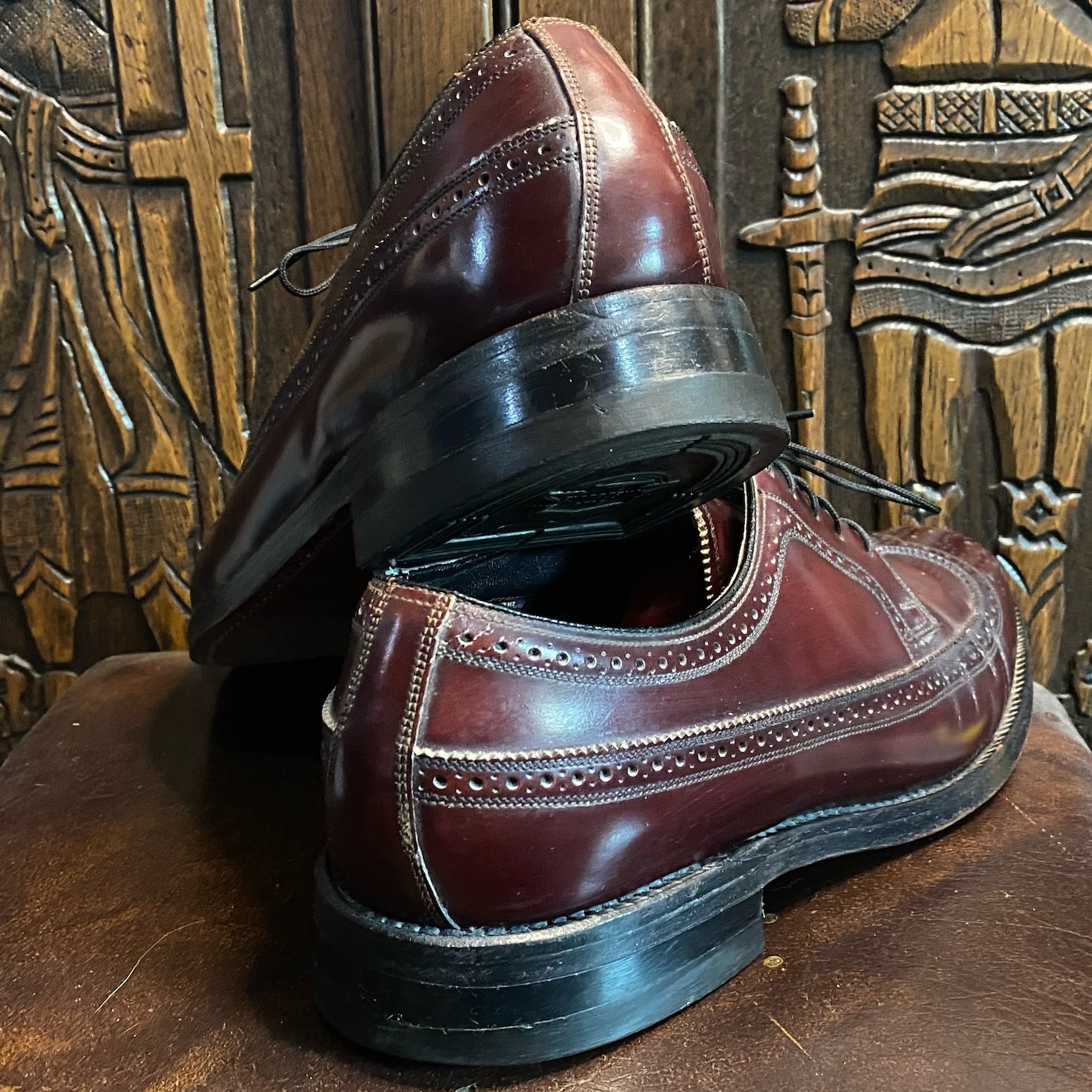 Wingtip Brogues • 1970s • Longwing Bluchers • 10E Mens • Wide ...