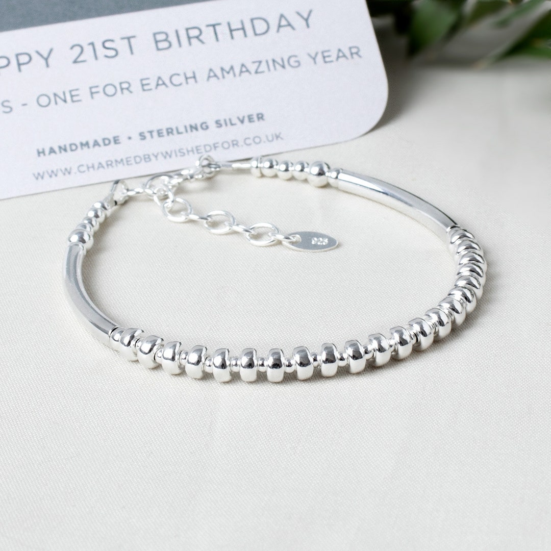 21st Birthday Bracelet, Sterling Silver 21 Gift for Her | KATE ...