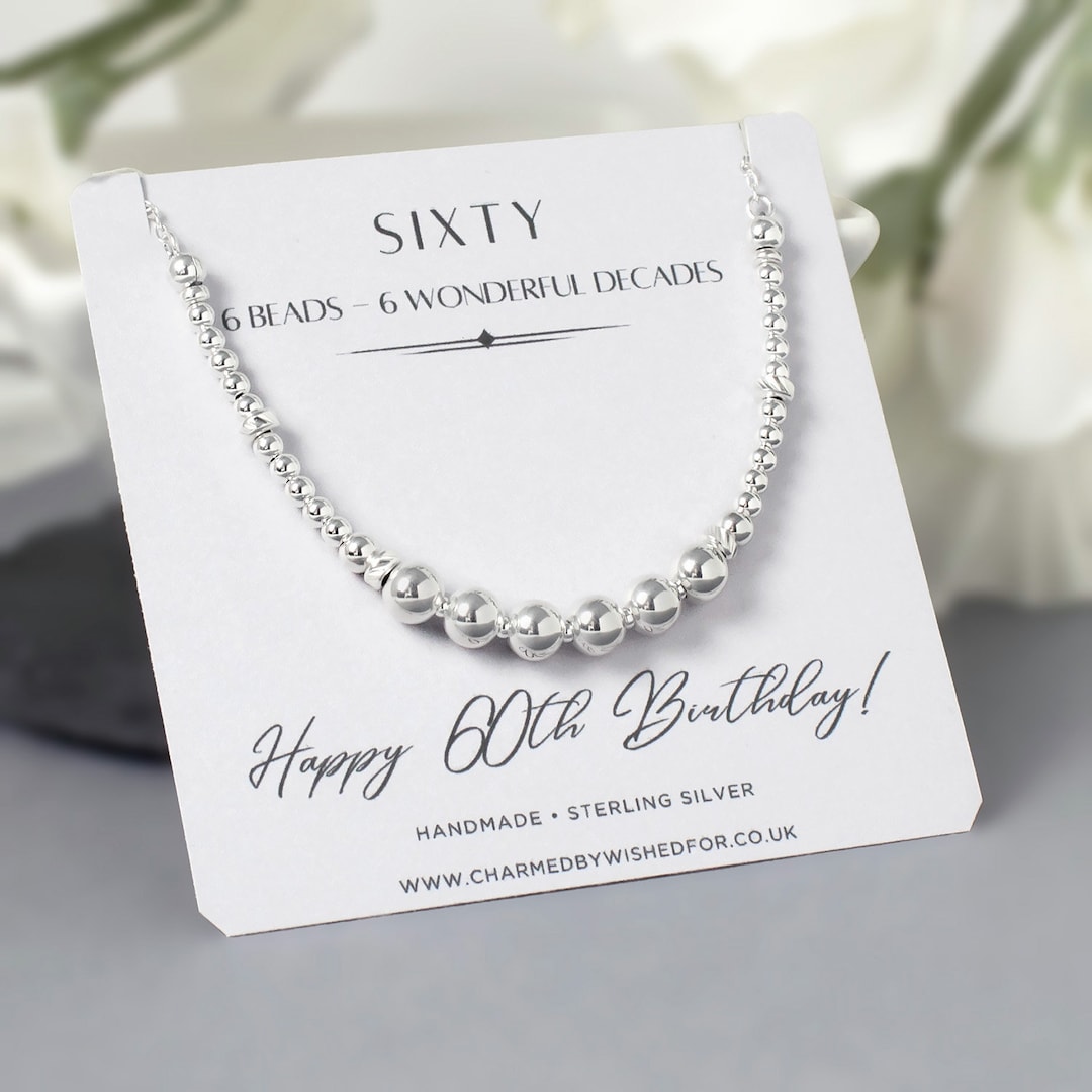 60th Birthday Necklace, Sterling Silver 60 Gift for Her | BEATRICE ...
