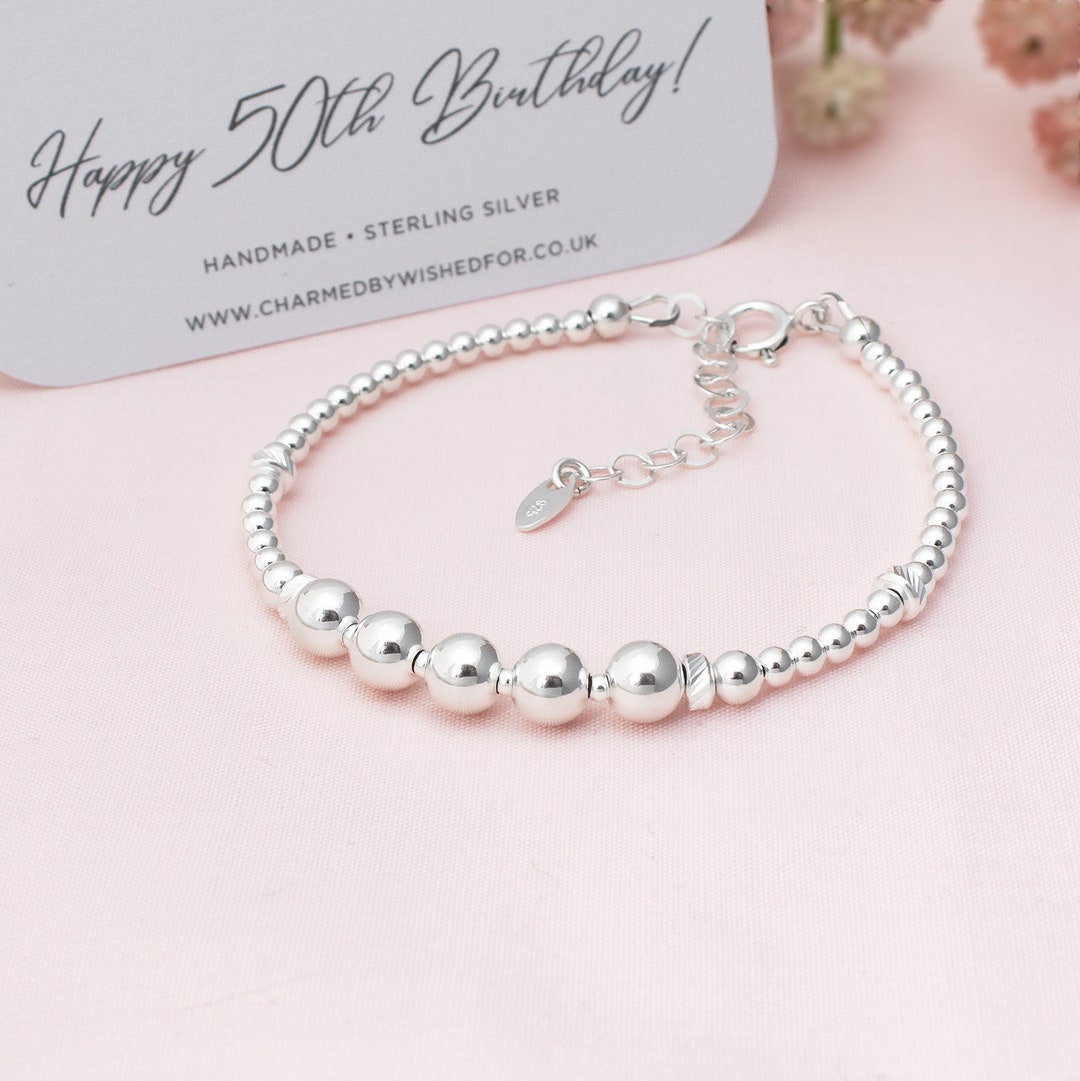 50th Birthday Bracelet | BEATRICE | Sterling Silver 50 Gift for Her ...