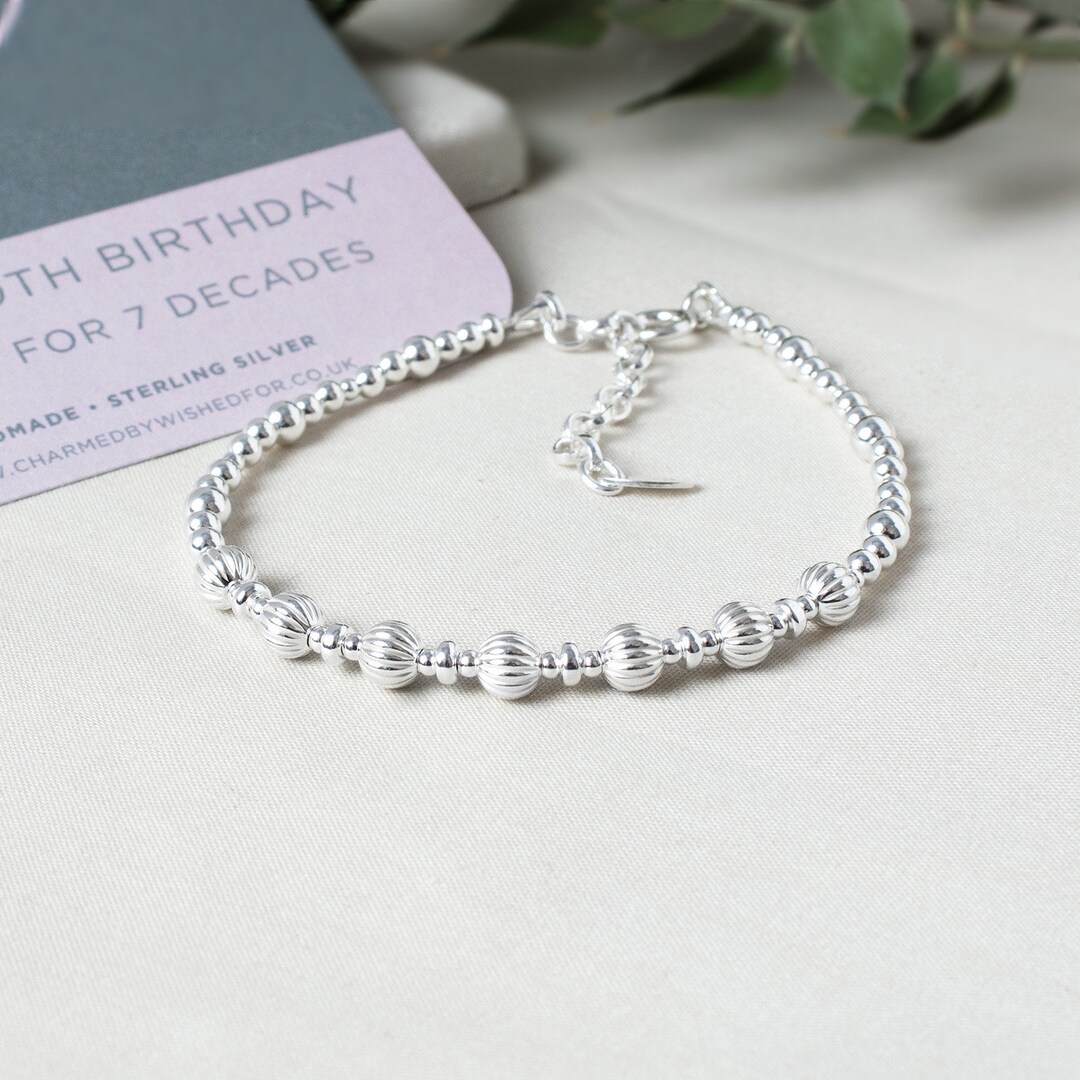 70th Birthday Bracelet, Sterling Silver 70 Gift for Her, 'EVIE', Womens ...