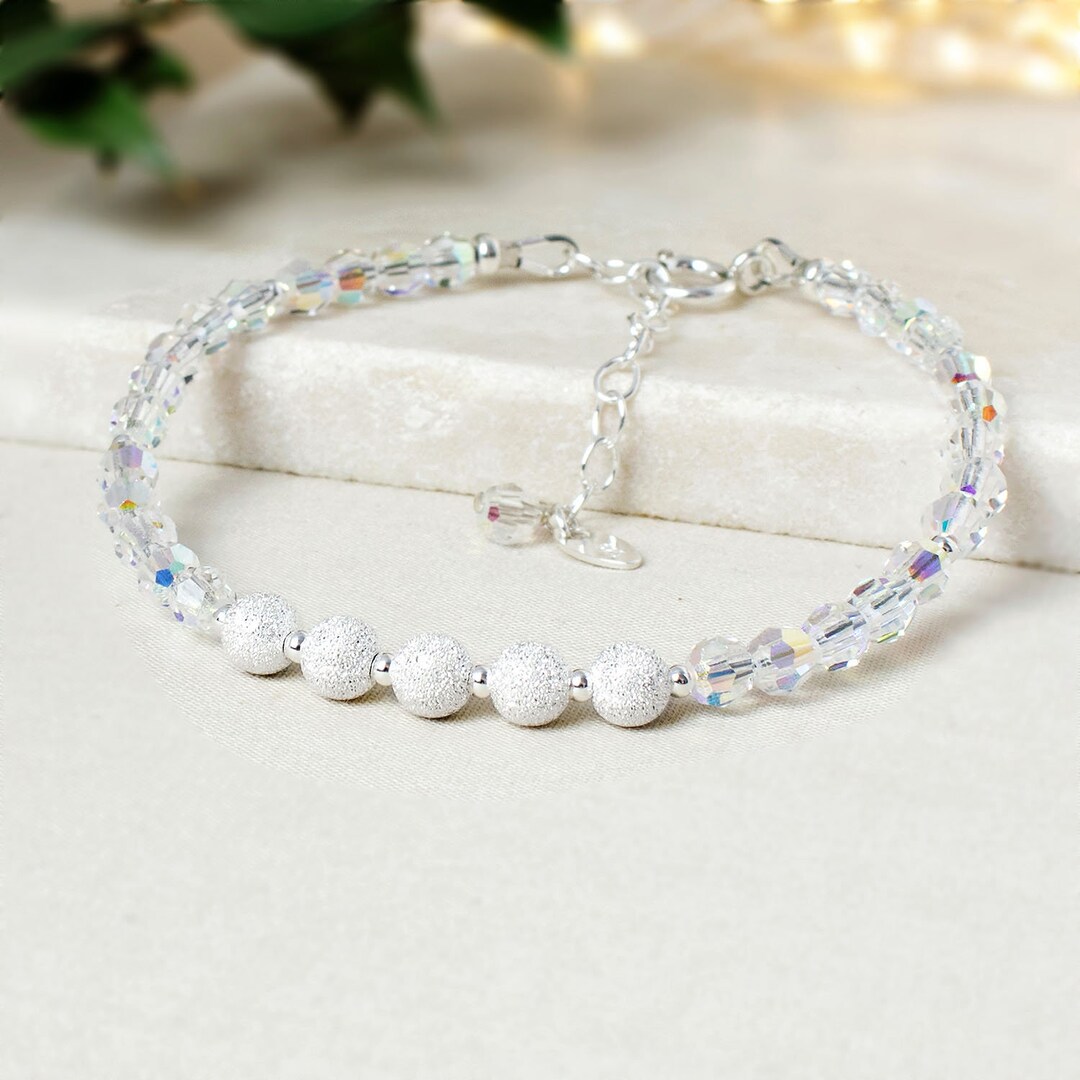 50th Birthday Bracelet | LUCIA | Crystal & Sterling Silver / 14ct Gold ...