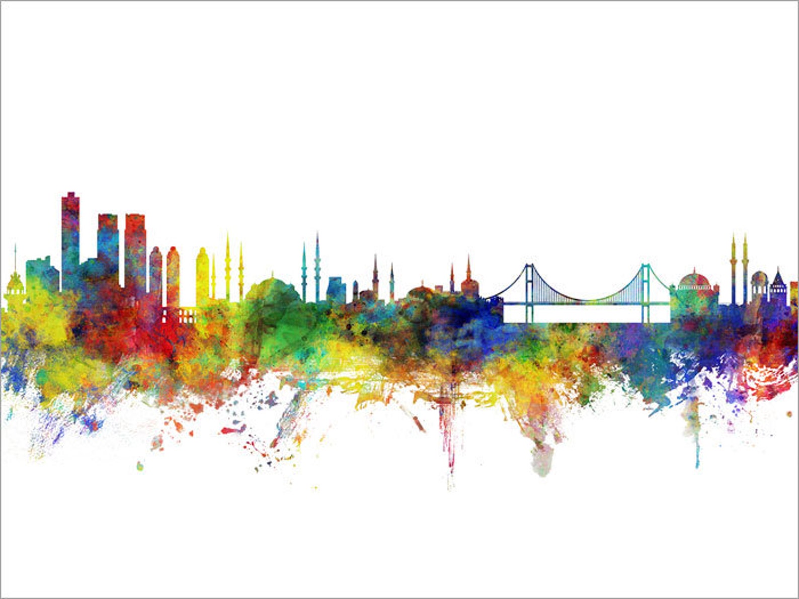 Istanbul Skyline, Istanbul Turkey Cityscape Art Print Poster (10504 ...