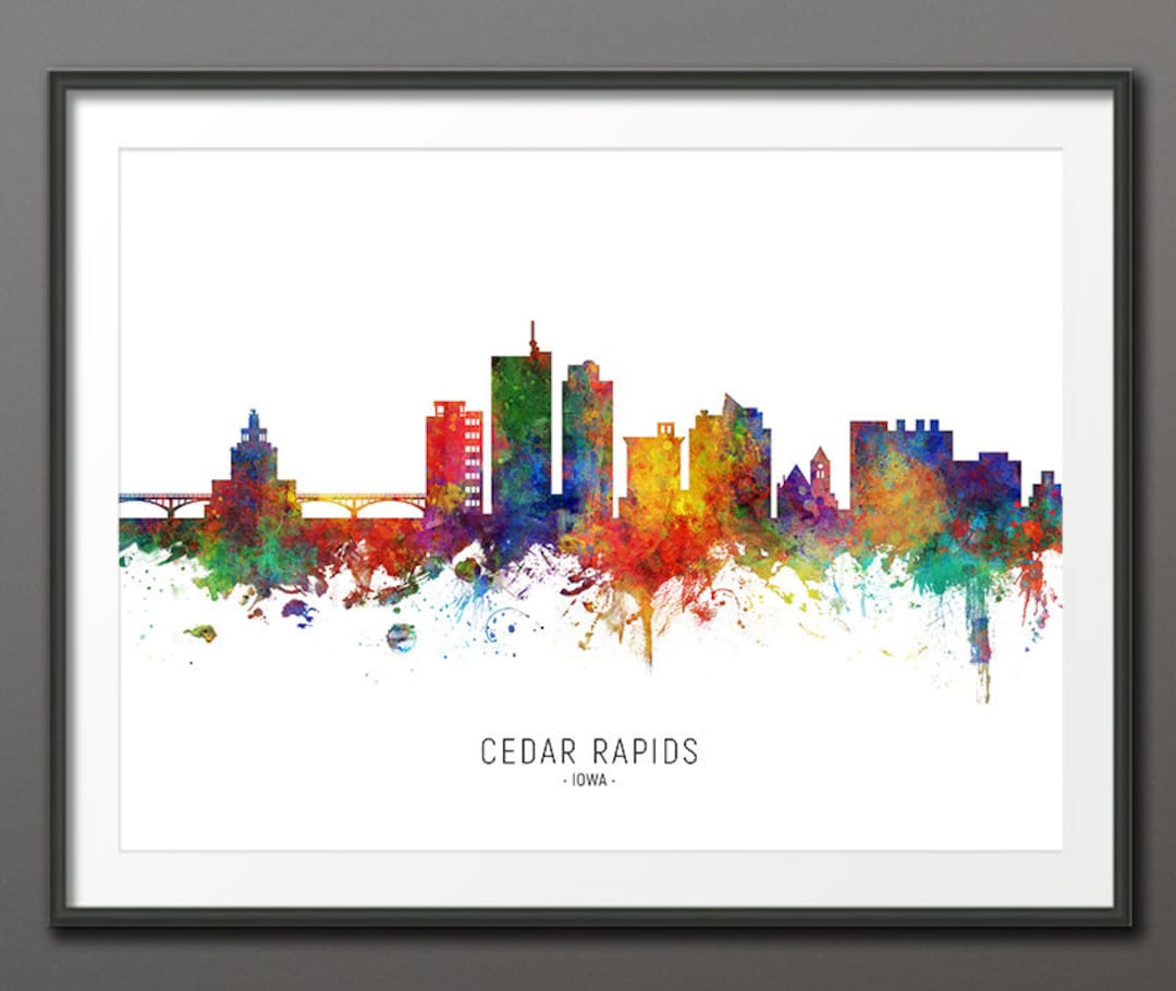 Cedar Rapids Skyline, Cedar Rapids Iowa Cityscape Art Print Poster ...