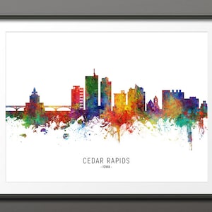 Cedar Rapids Skyline, Cedar Rapids Iowa Cityscape Art Print Poster ...