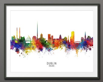 Dublin Skyline Ireland Cityscape Art Print Poster Vintage - Etsy