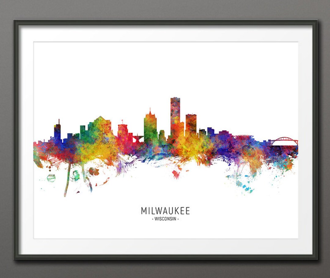 Milwaukee Skyline, Milwaukee Wisconsin Cityscape Art Print Poster ...