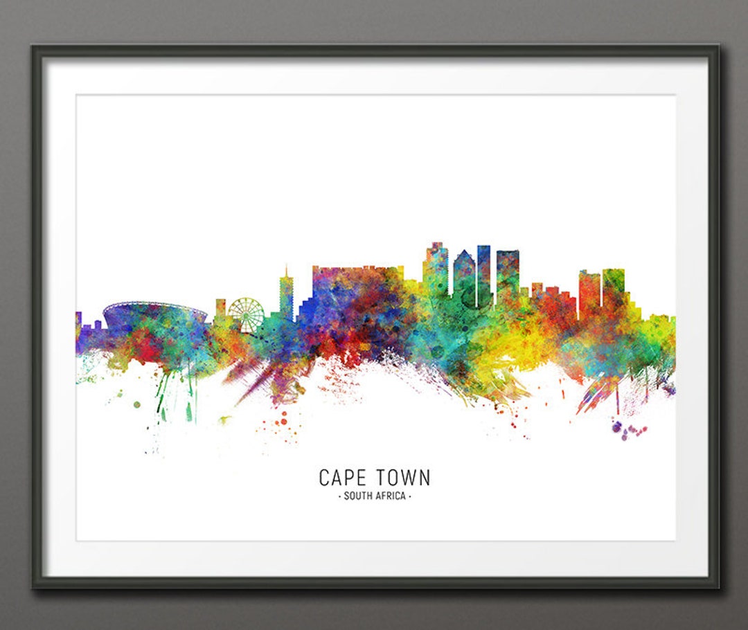 Cape Town Skyline, Cape Town South Africa Cityscape Art Print Poster ...