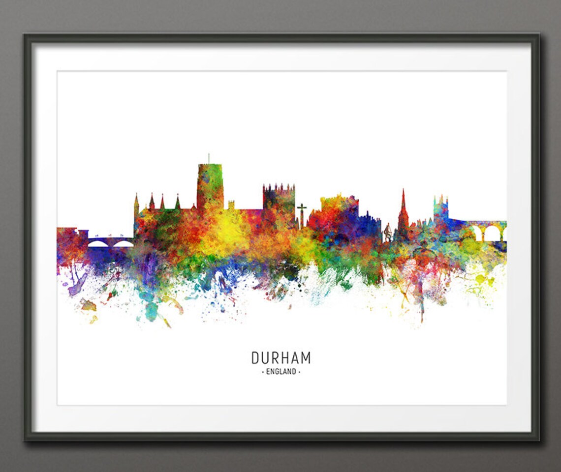 Durham Skyline, Durham England Cityscape Art Print Poster (10477-4307 ...