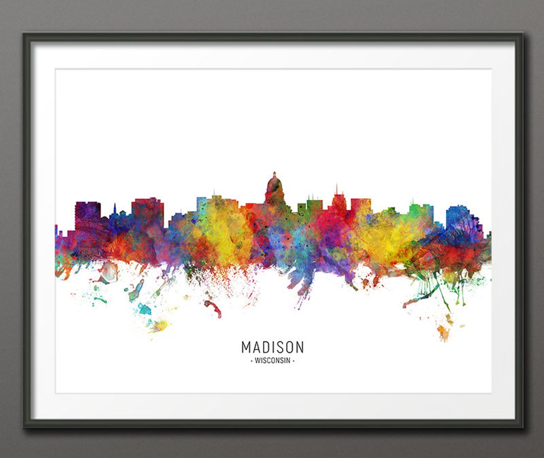 Madison Skyline, Madison Wisconsin Cityscape Art Print Poster (10408 ...