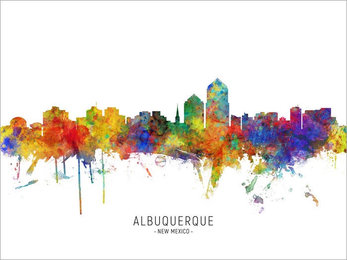 Albuquerque Skyline, Albuquerque New Mexico Cityscape Art Print Poster ...