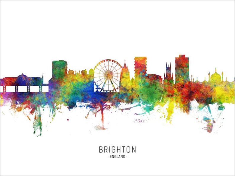 Brighton Skyline, Brighton England Cityscape Art Print Poster (10472 ...