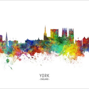 York Skyline, York England Cityscape Art Print Poster (10497-4330) - Etsy