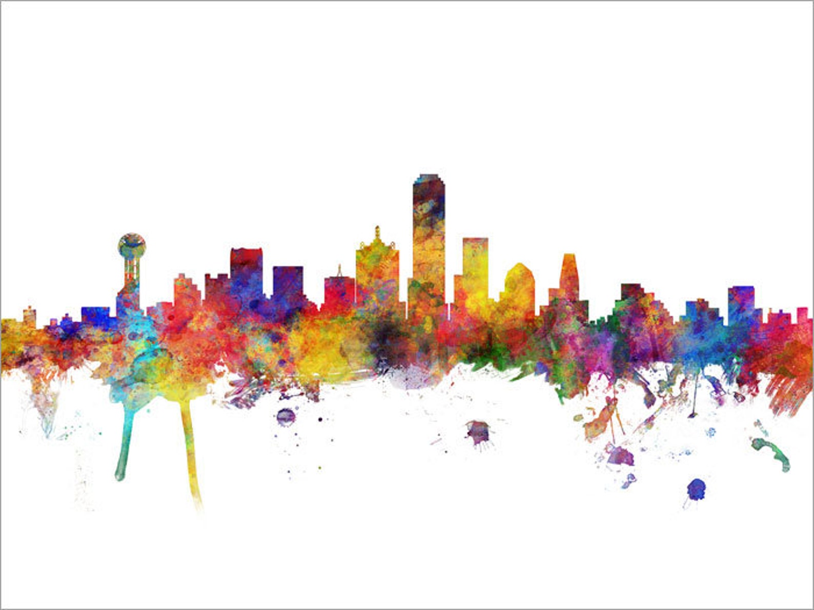 Dallas Skyline, Dallas Texas Cityscape Art Print Poster (10411-3940) - Etsy