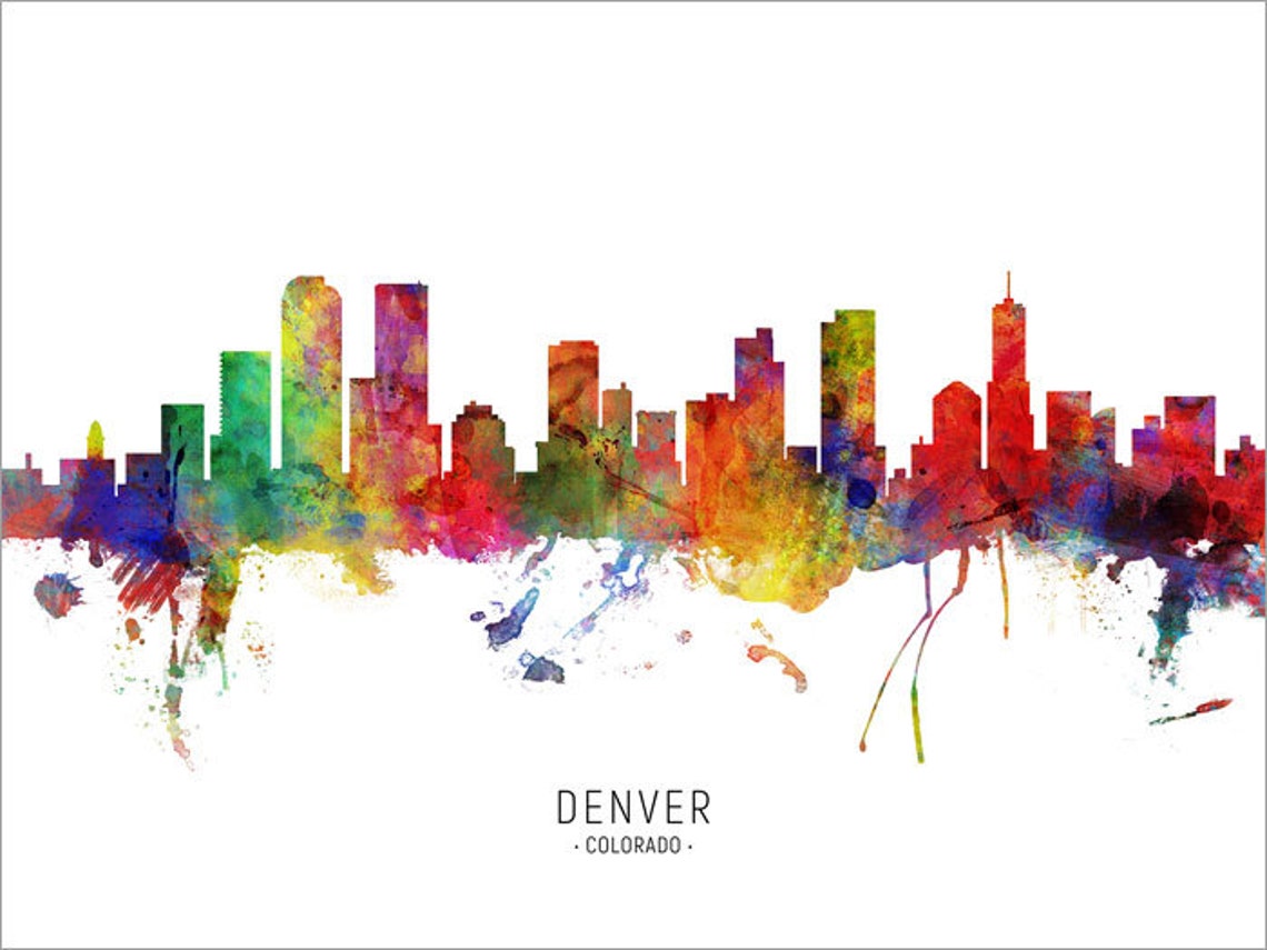 Denver Skyline Denver Colorado Cityscape Art Print Poster - Etsy