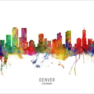 Denver Skyline, Denver Colorado Cityscape Art Print Poster (10400-3928 ...