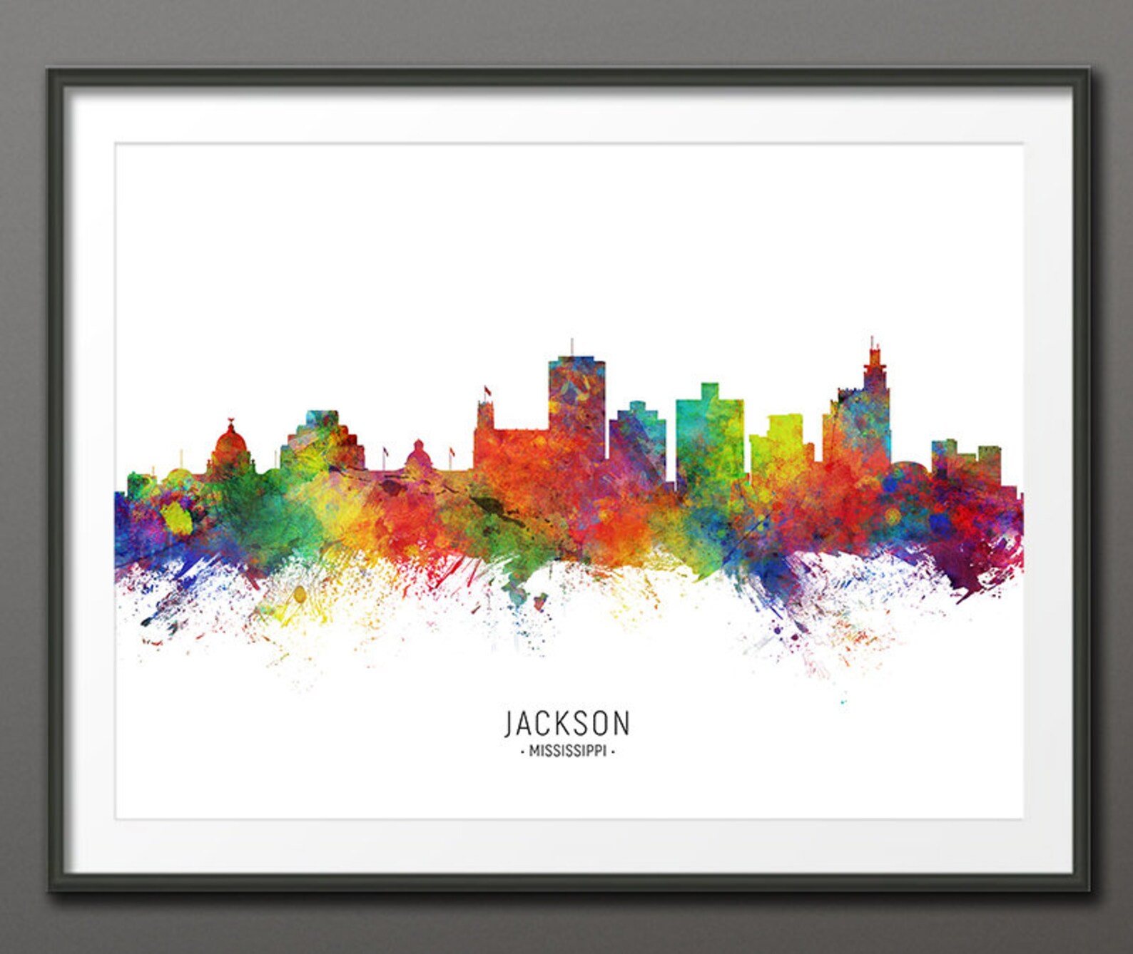 Jackson Skyline, Jackson Mississippi Cityscape Art Print Poster (10452 ...
