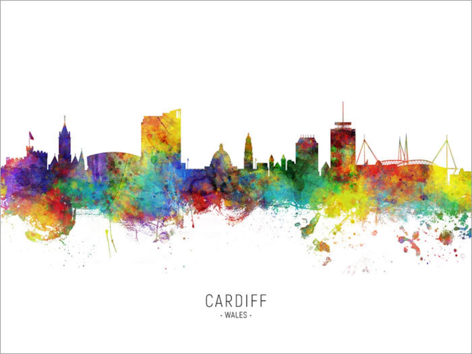 Cardiff Skyline, Cardiff Wales Cityscape Art Print Poster 10483 4314 ...