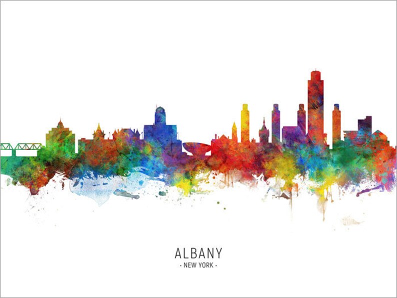 Albany Skyline, Albany New York Cityscape Art Print Poster (10425-3956 ...