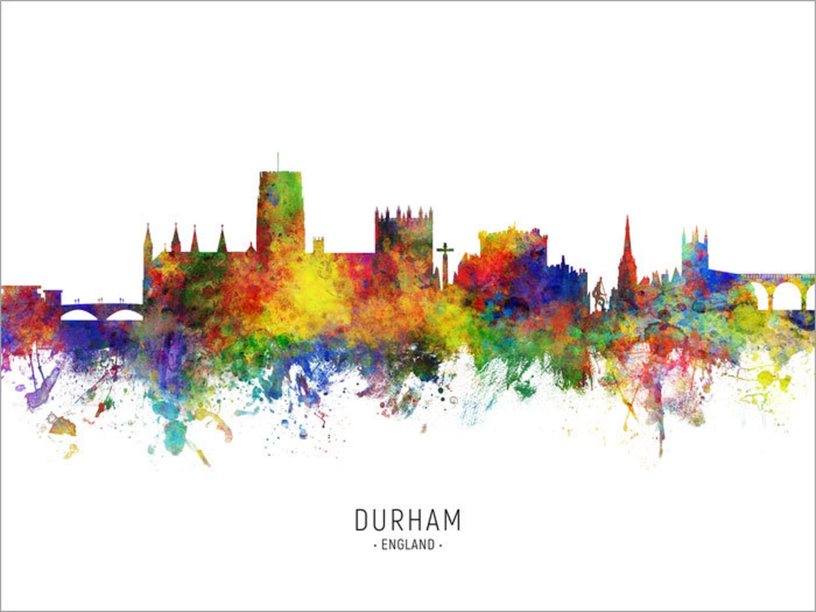 Durham Skyline, Durham England Cityscape Art Print Poster (10477-4307 ...