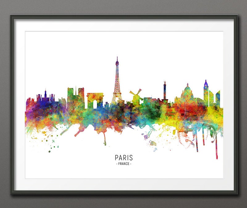 Paris Skyline, Paris France Cityscape Art Print Poster (10465-4295) - Etsy