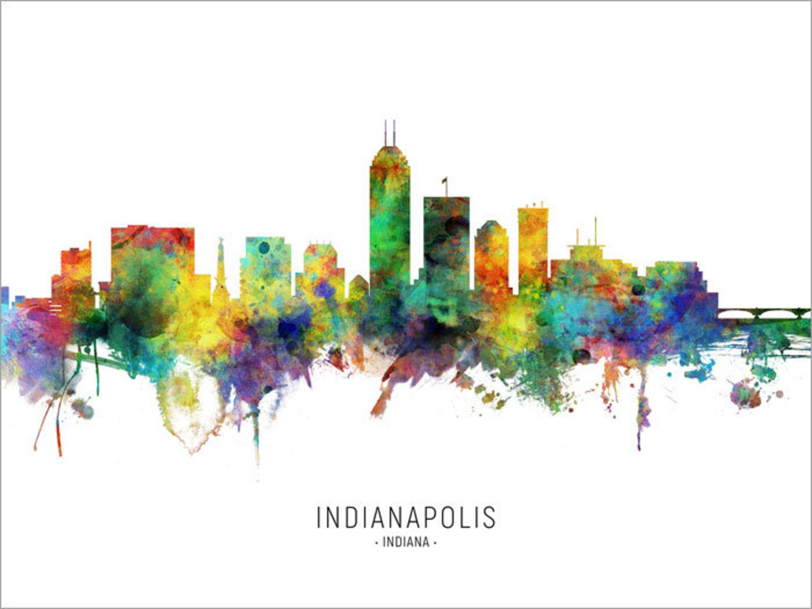 Indianapolis Skyline Indianapolis Indiana Cityscape Art Print - Etsy