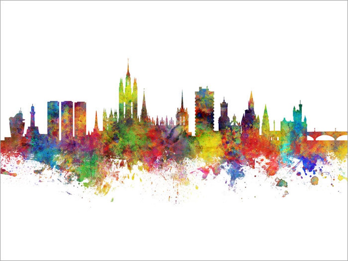 Aberdeen Skyline, Aberdeen Scotland Cityscape Art Print Poster (10476 ...