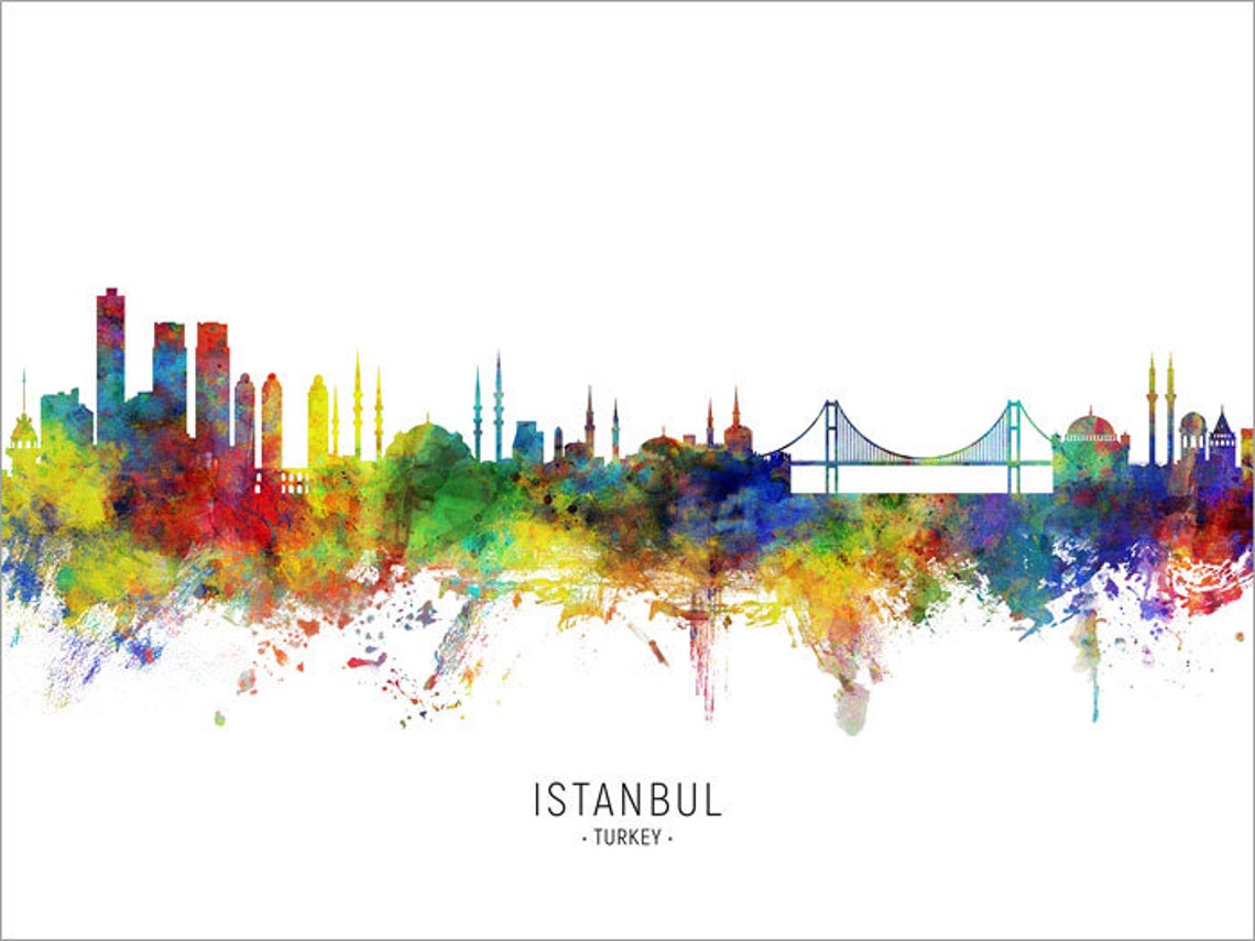Istanbul Skyline, Istanbul Turkey Cityscape Art Print Poster (10504 ...
