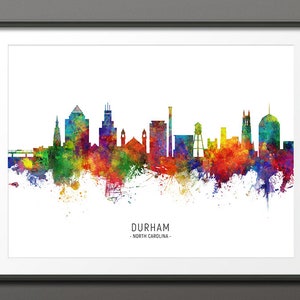 Durham Skyline, Durham North Carolina Cityscape Art Print Poster (10429 ...