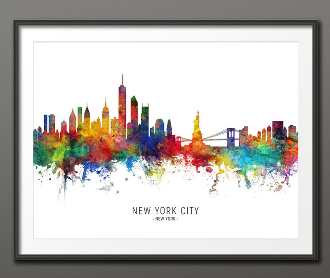 New York Skyline, NYC Cityscape Art Print Poster (10397-3924) - Etsy