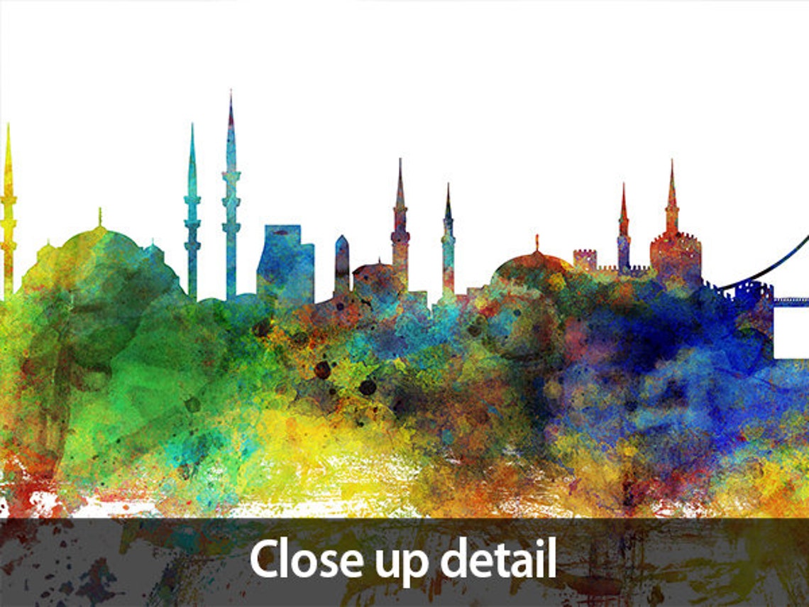 Istanbul Skyline, Istanbul Turkey Cityscape Art Print Poster (10504 ...