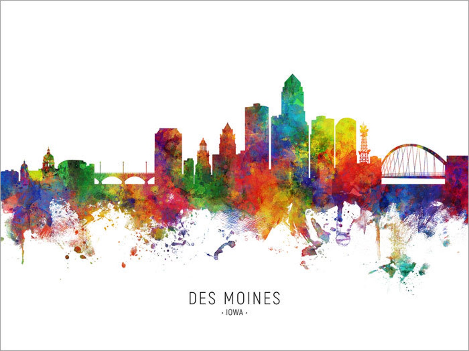 Des Moines Skyline Des Moines Iowa Cityscape Art Print Poster - Etsy.de