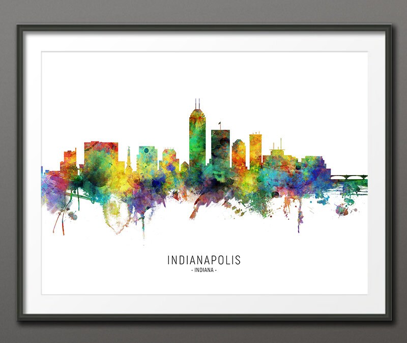 Indianapolis Skyline Indianapolis Indiana Cityscape Art Print - Etsy