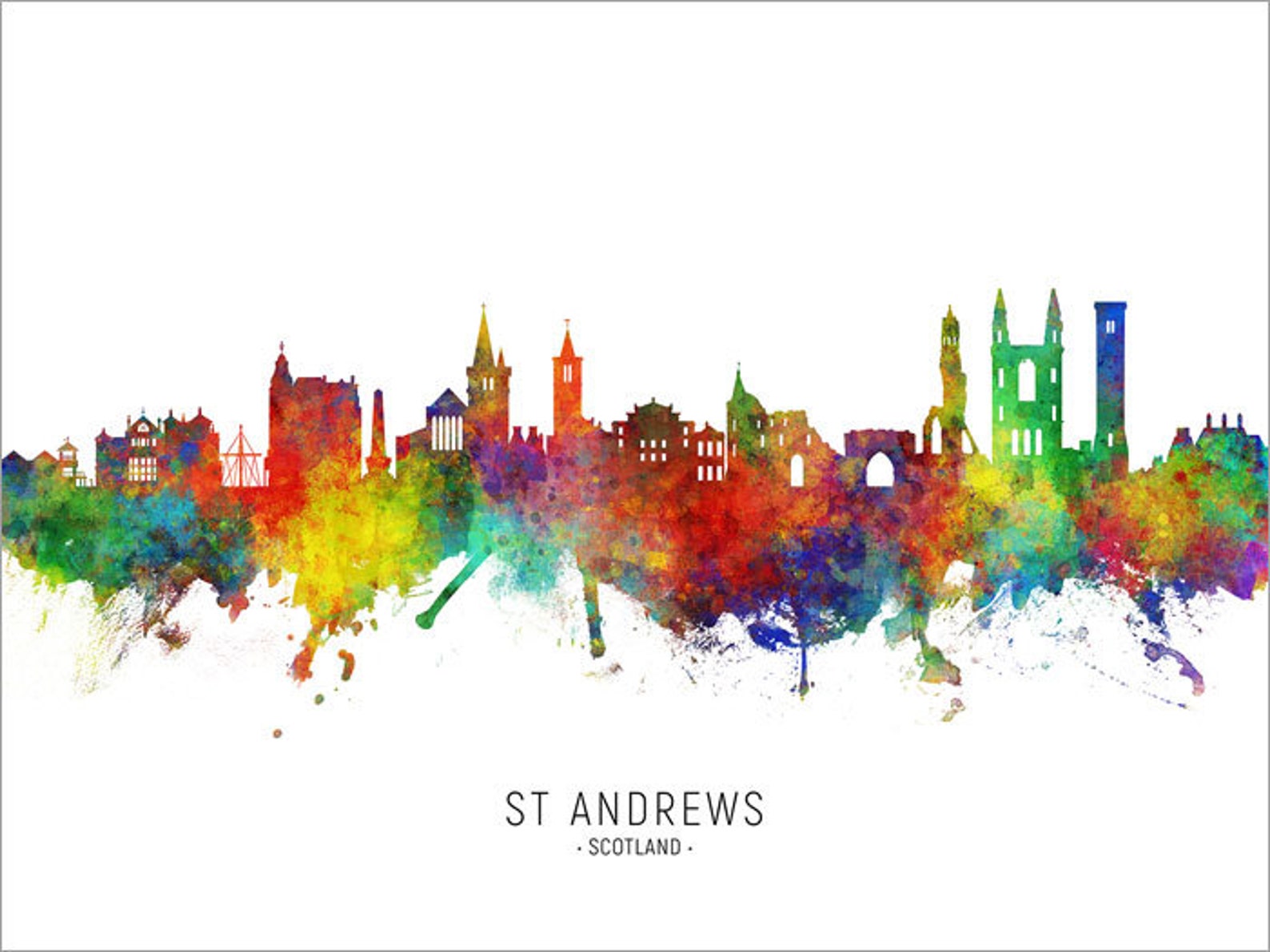 St Andrews Skyline, St Andrews Scotland Cityscape Art Print Poster ...