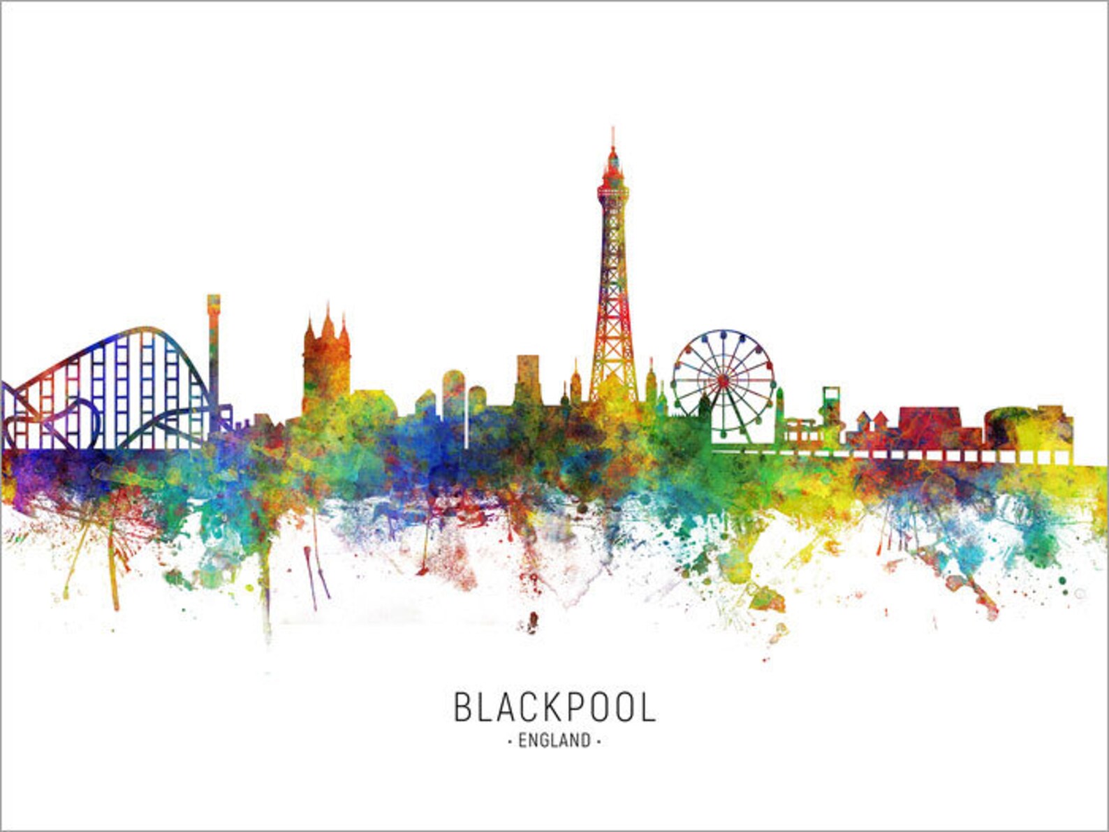 Blackpool Skyline, Blackpool England Cityscape Art Print Poster 10492 ...