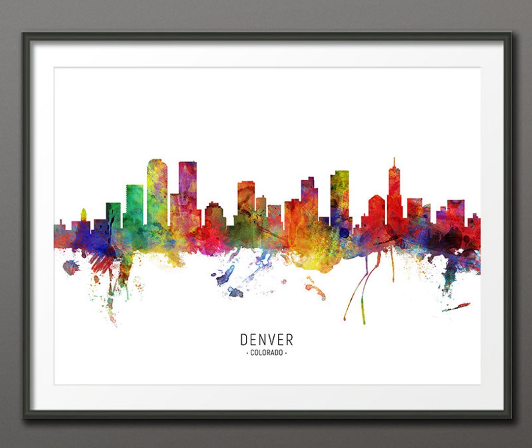 Denver Skyline, Denver Colorado Cityscape Art Print Poster (10400-3928 ...