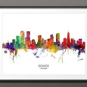 Denver Skyline, Denver Colorado Cityscape Art Print Poster (10400-3928 ...