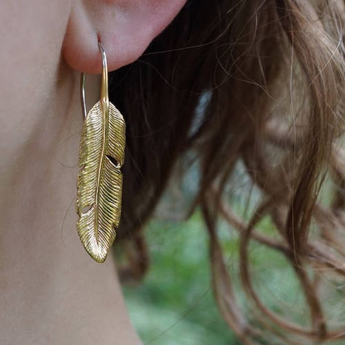 Feather Drop Earrings Detailed Medium Artisan Feathers in - Etsy