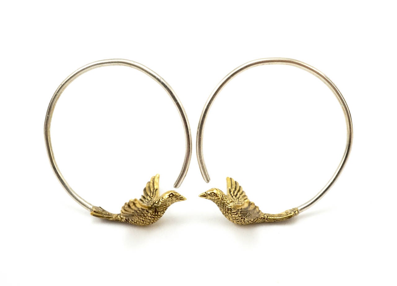 Small Bird Hoop Earrings - Blue Bird Earrings - Gift for Birder (156B ...