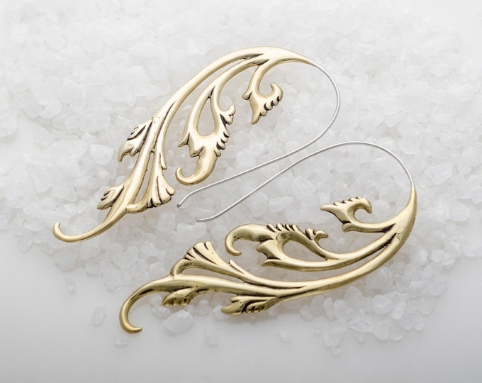 Large Statement Earrings Gold Tone - Long Bridal Art Nouveau Earrings ...
